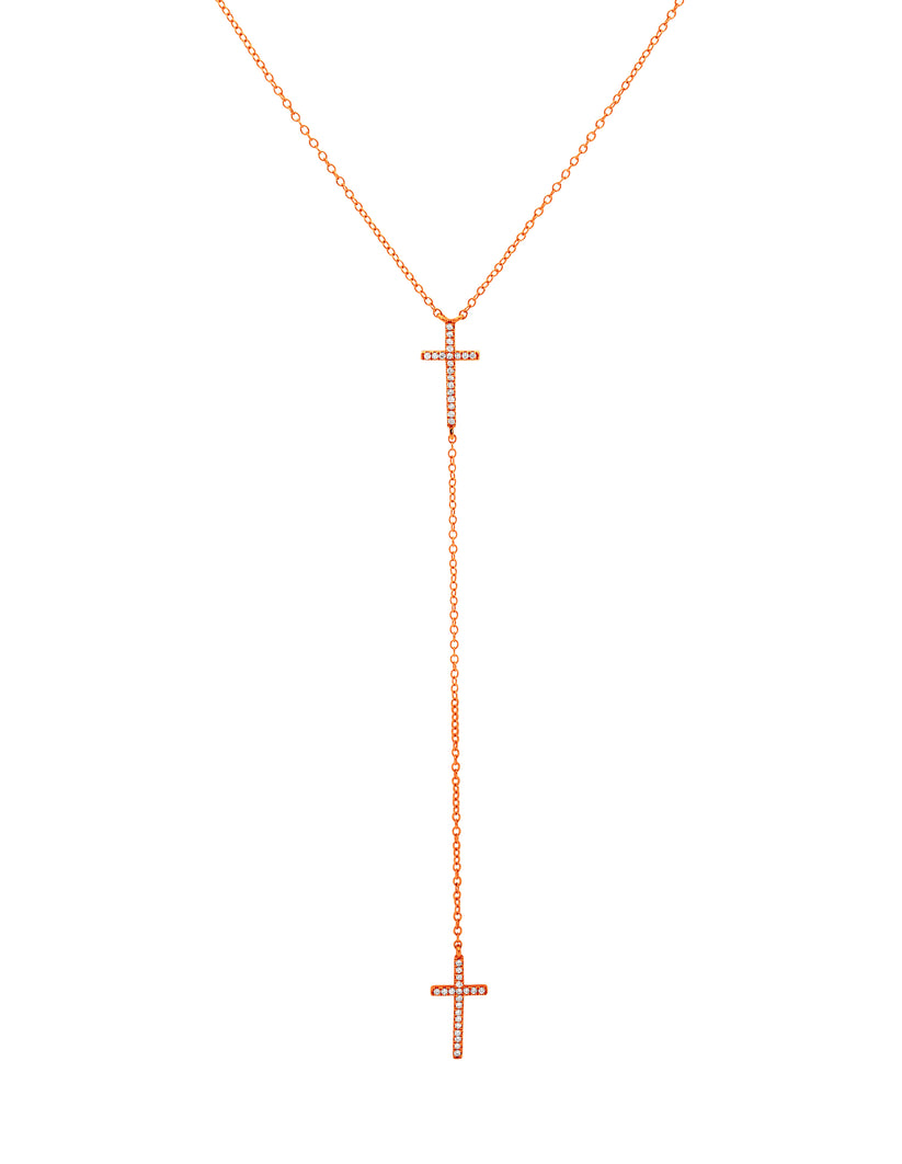 Diamond Drop Cross Necklace | 18k Gold | House of K'dor