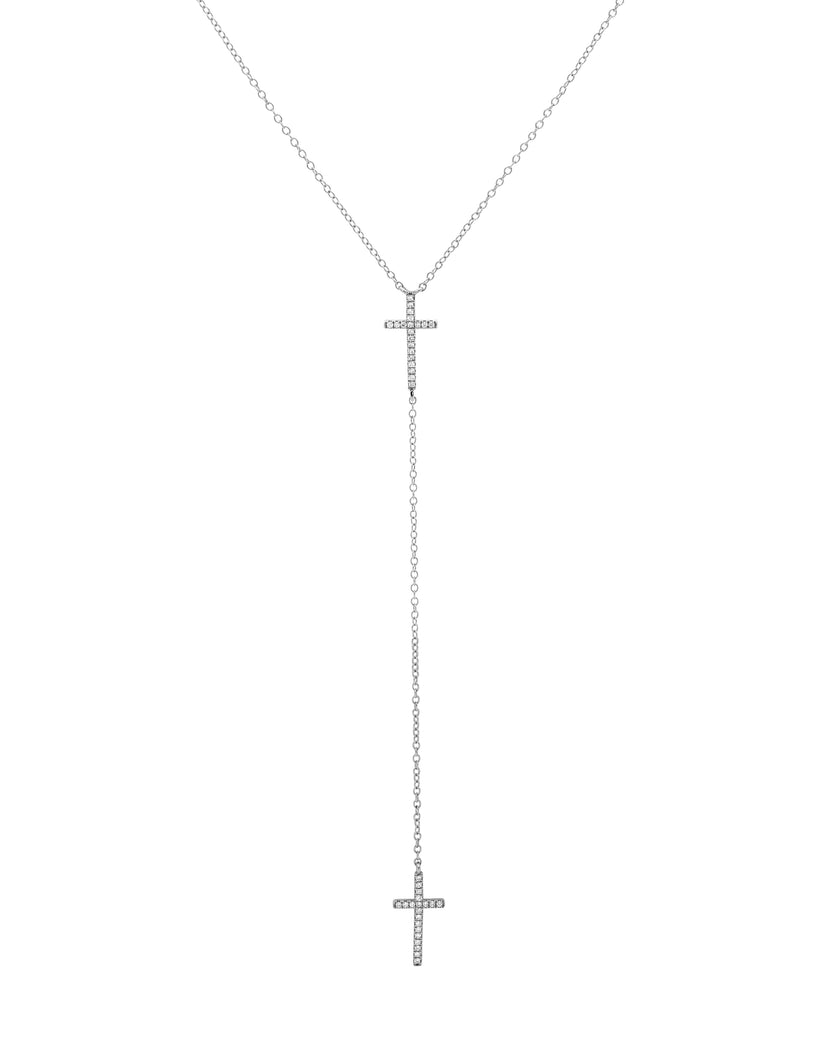 Diamond Drop Cross Necklace | 18k Gold | House of K'dor